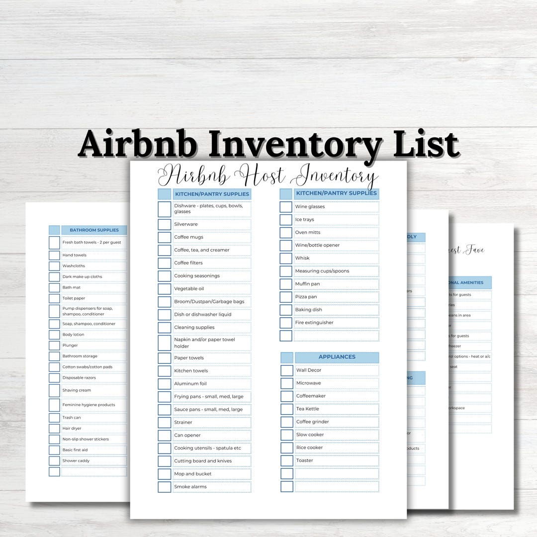 Airbnb Rental Inventory Checklist: Editable Canva Template (digital ...