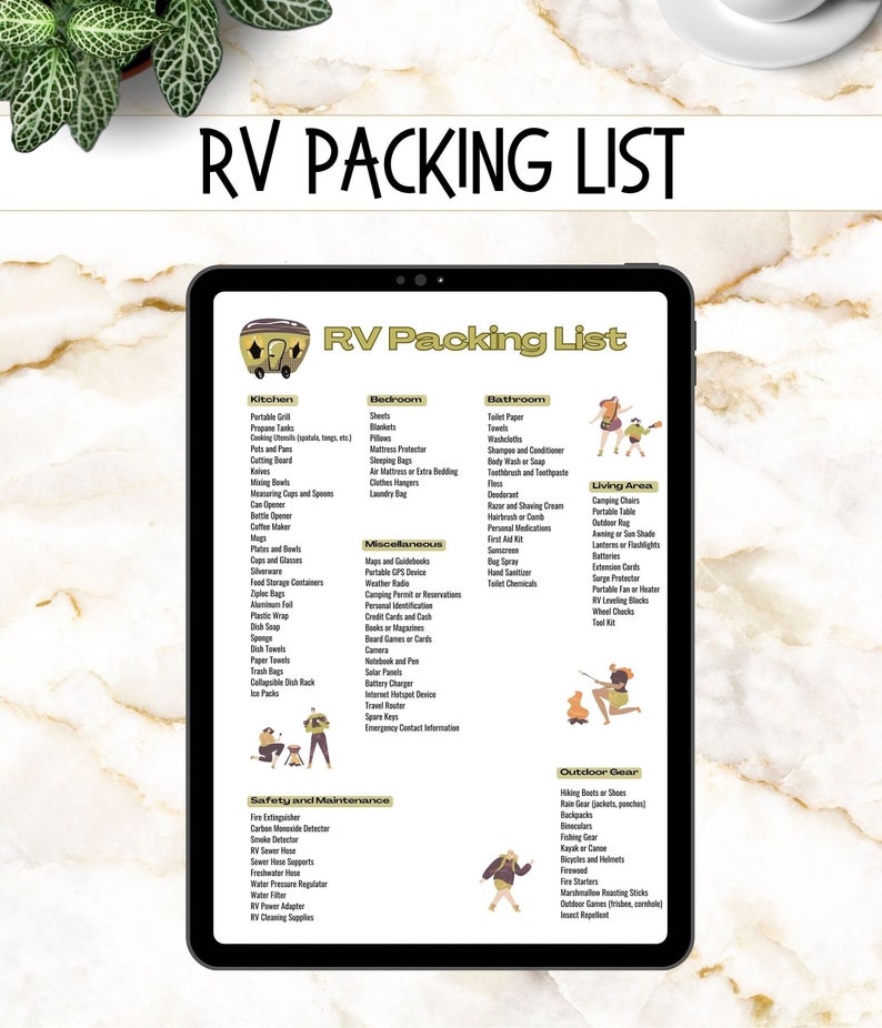 RV Camping Packing List: Printable Checklist (PDF Download) - Etsy