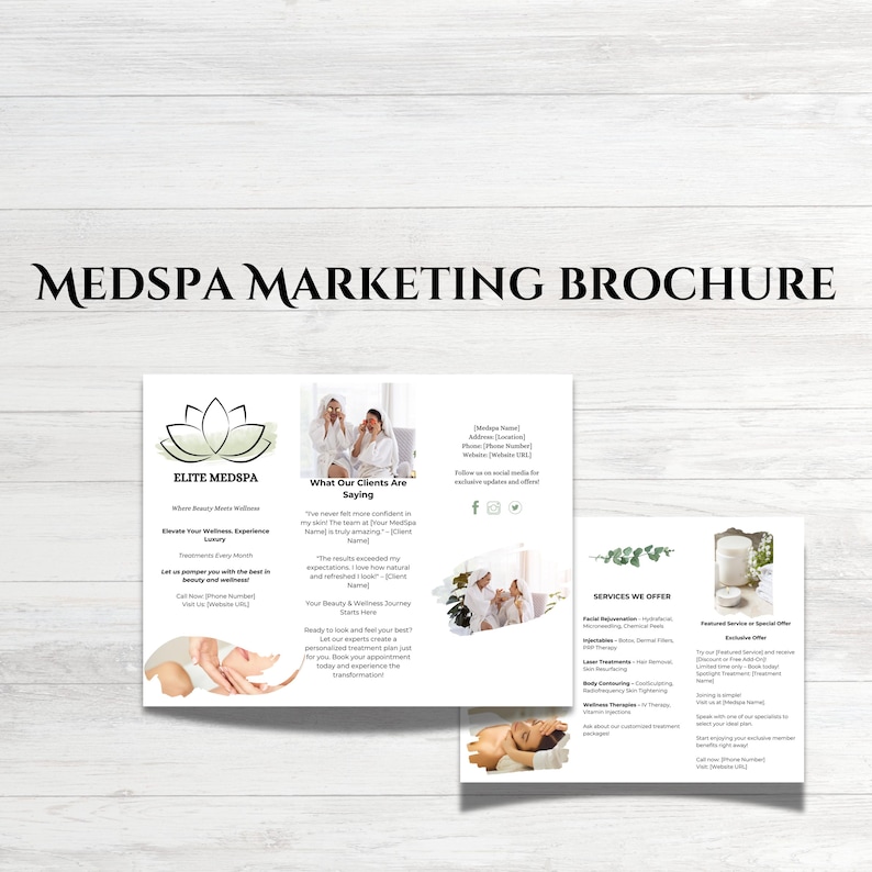 Medspa Tri-fold Brochure, Spa Brochure Template, Beauty Salon Pamphlet ...