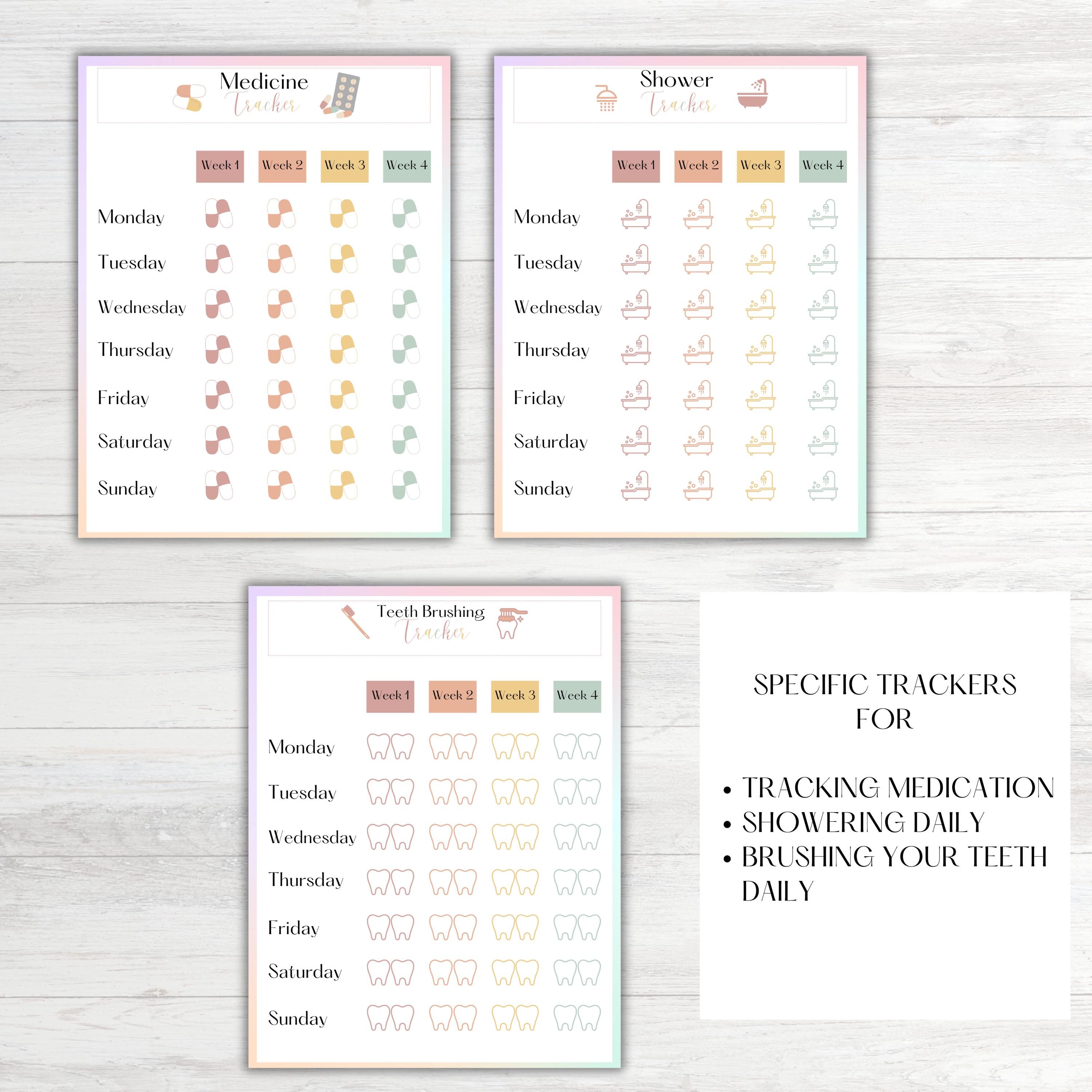 Printable Habit & Hygiene Tracker Bundle, Daily Self-care Charts ...