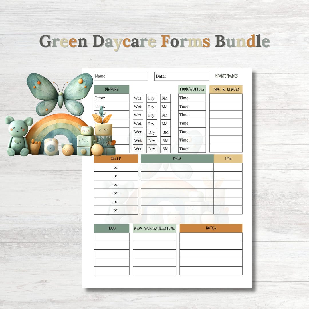 Daycare Form Bundle, Daycare Provider, Daycare Calendar, Childcare ...