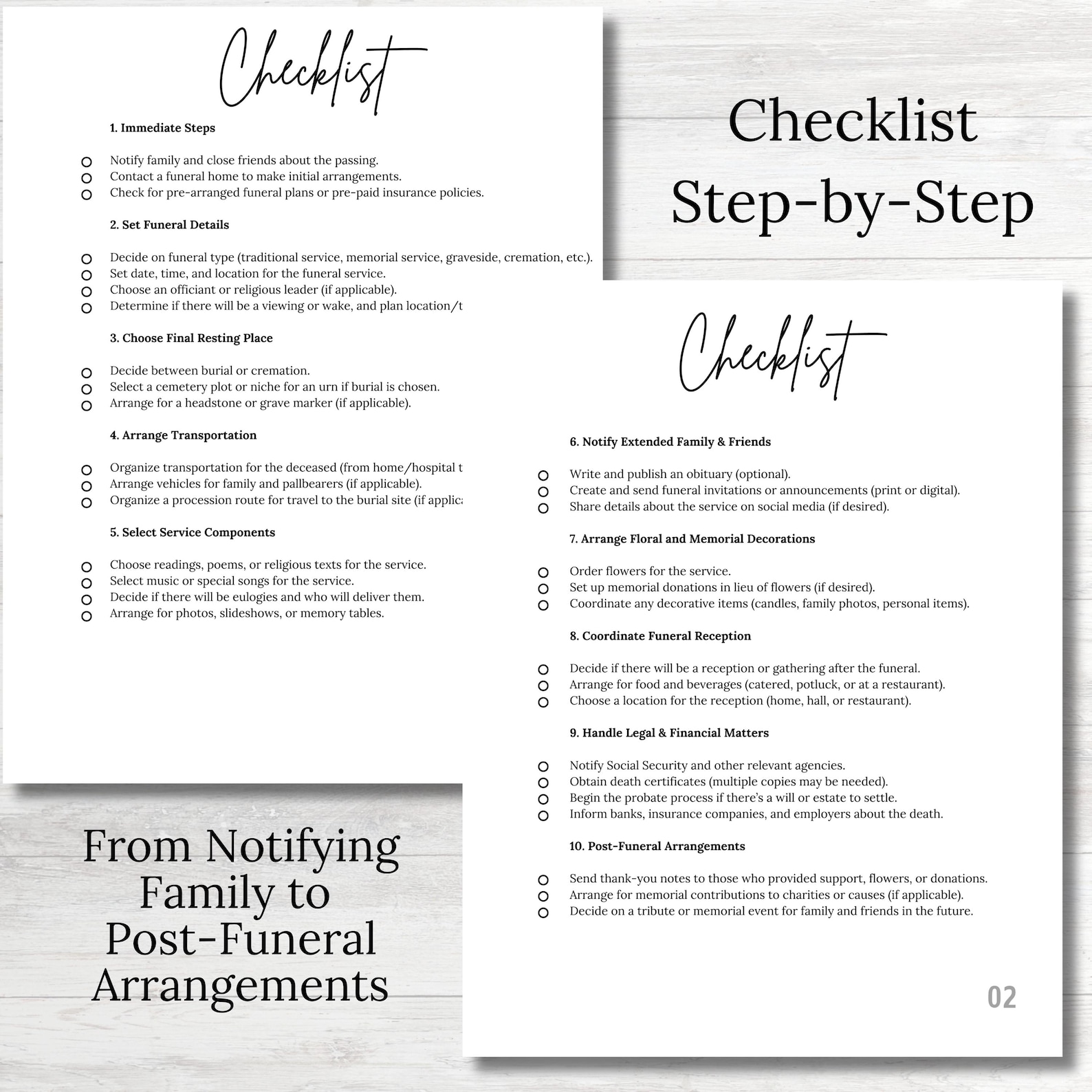 Funeral Planning Checklist, Funeral Planning Guide & Checklist, Funeral ...