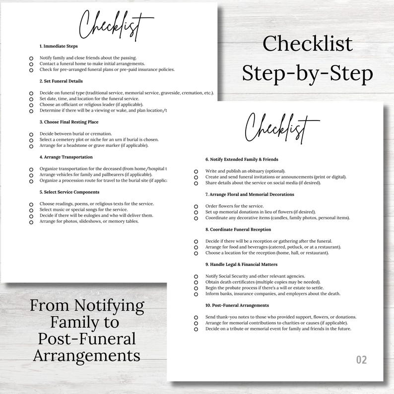 Funeral Planning Checklist, Funeral Planning Guide & Checklist, Funeral ...