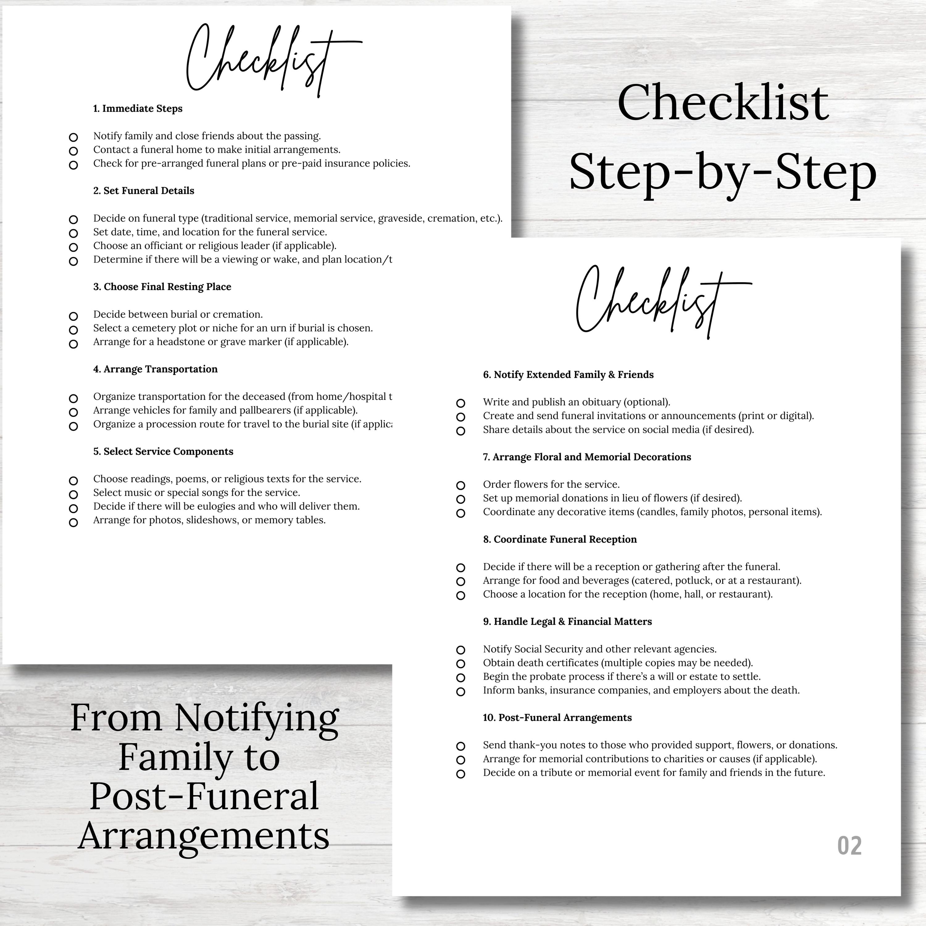 Funeral Planning Checklist, Funeral Planning Guide & Checklist, Funeral ...