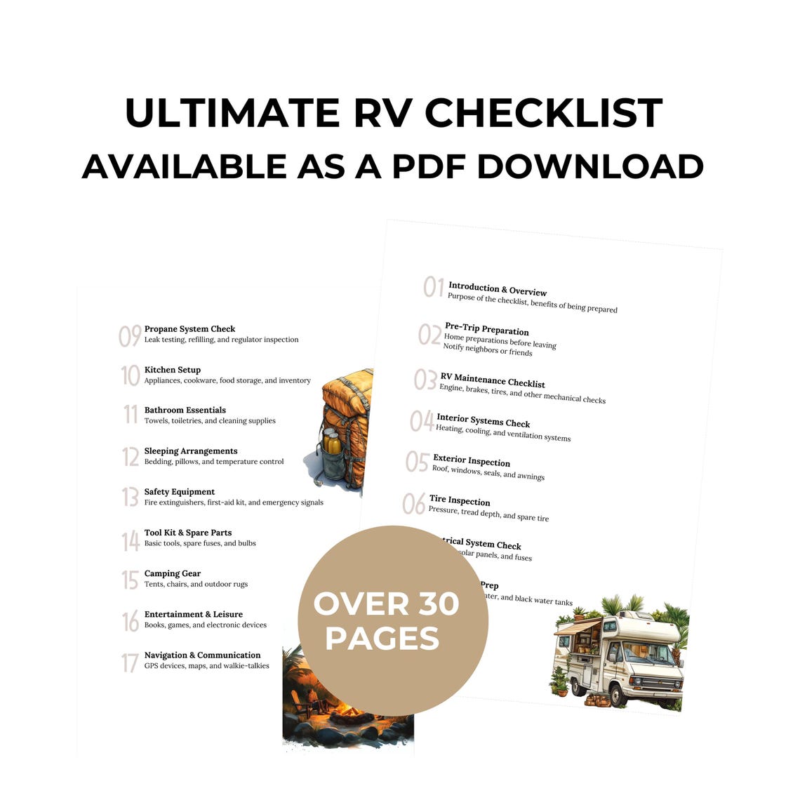 RV Travel Checklist, Ultimate RV Checklist, Camper Van Checklist ...