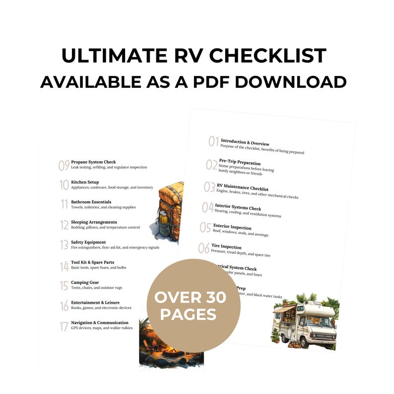 RV Travel Checklist, Ultimate RV Checklist, Camper Van Checklist ...