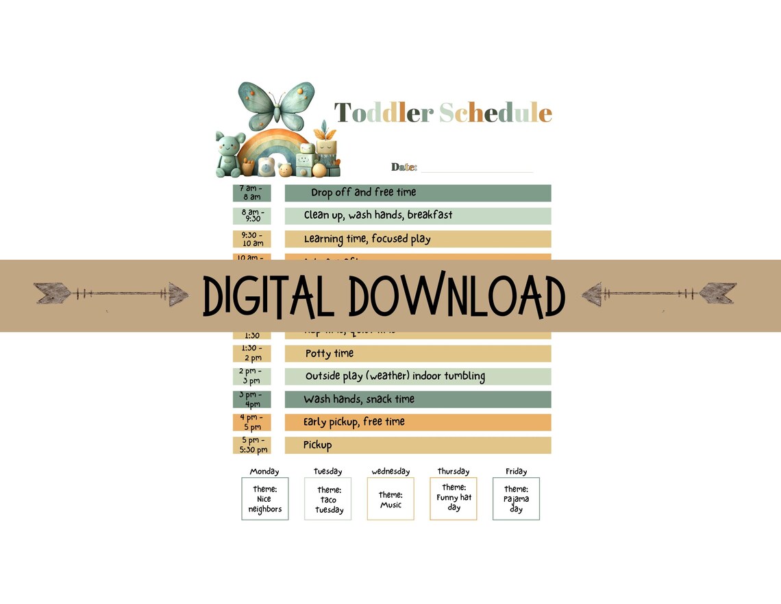 Daily Daycare Schedule, Child Care Schedule, Toddler Classroom, Canva ...