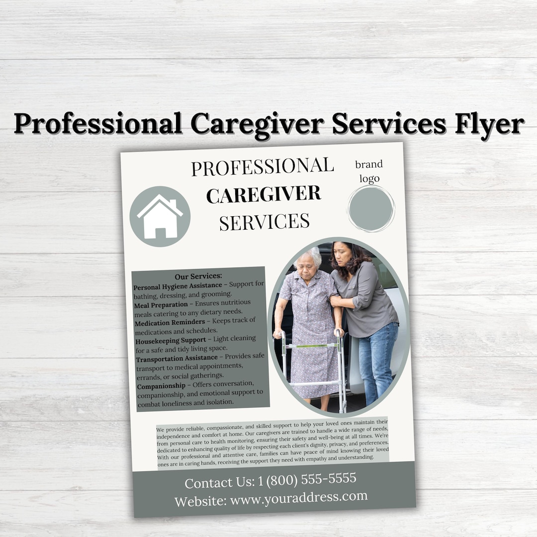 Caregiver Flyer, Professional Caregiver Services, Caregiver Business ...