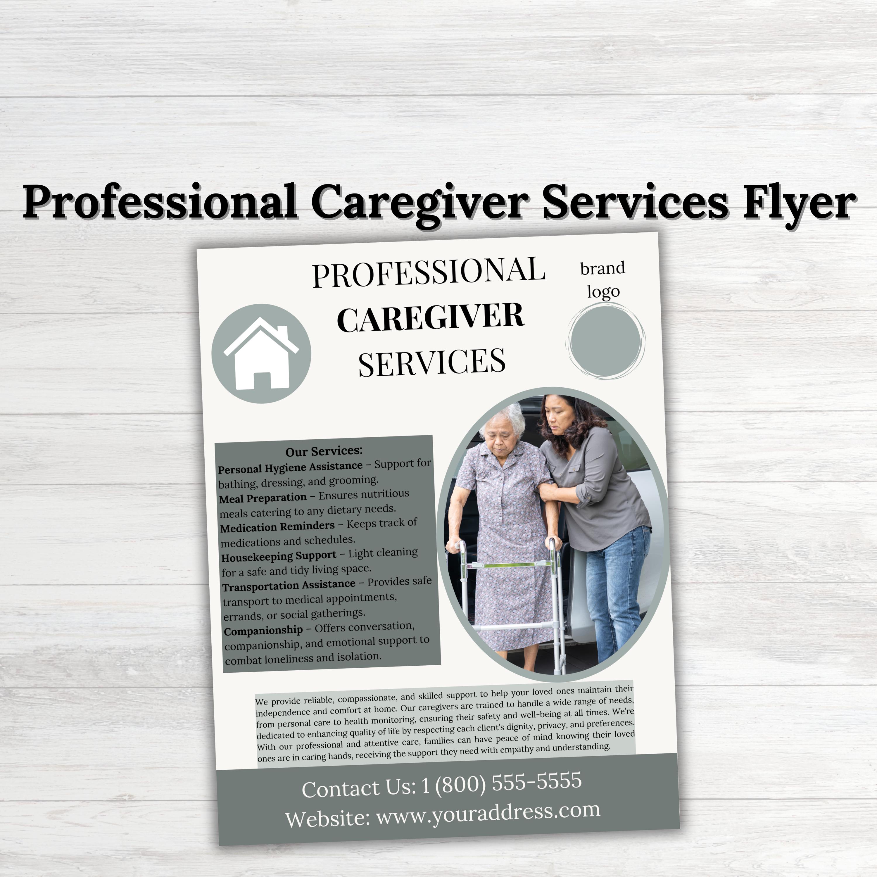 Caregiver Flyer, Professional Caregiver Services, Caregiver Business ...