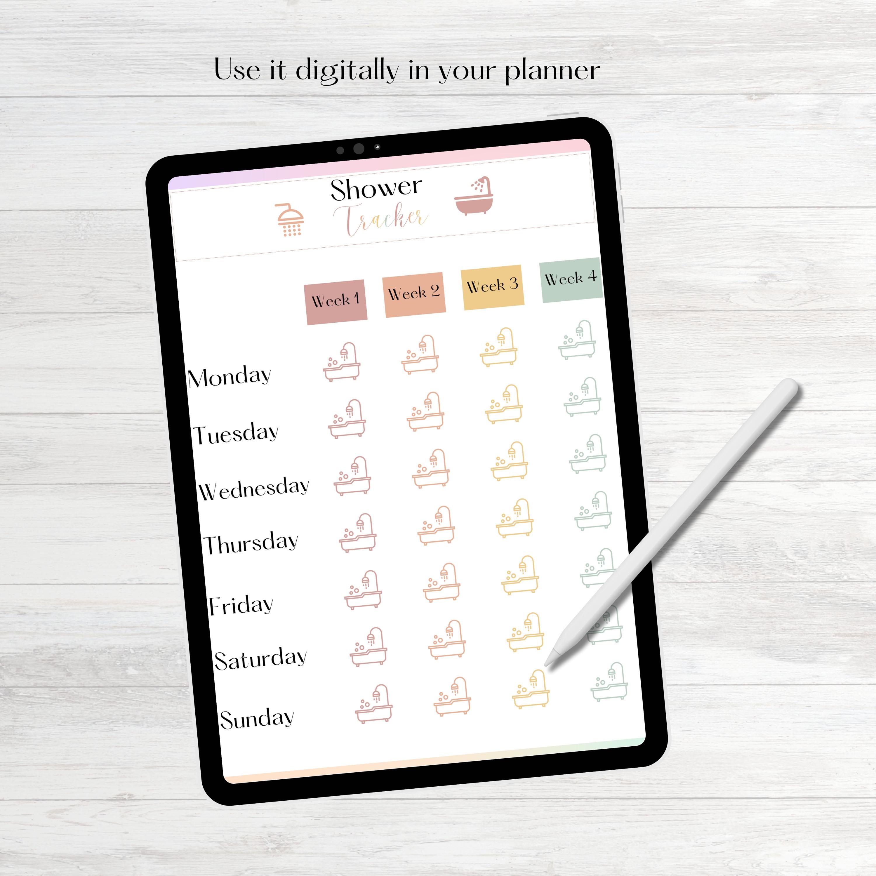 Shower Hygiene Tracker, Personal Hygiene Chart, Hygiene Log, Self-care ...