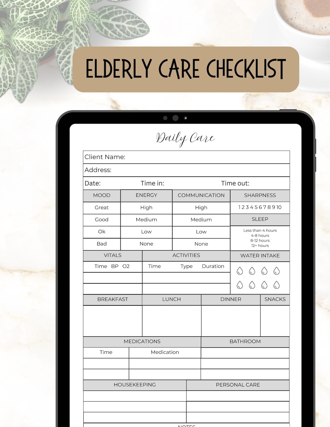 Care Giver Log Sheet, Elderly Care Worksheet, Patient Caregiving Log ...