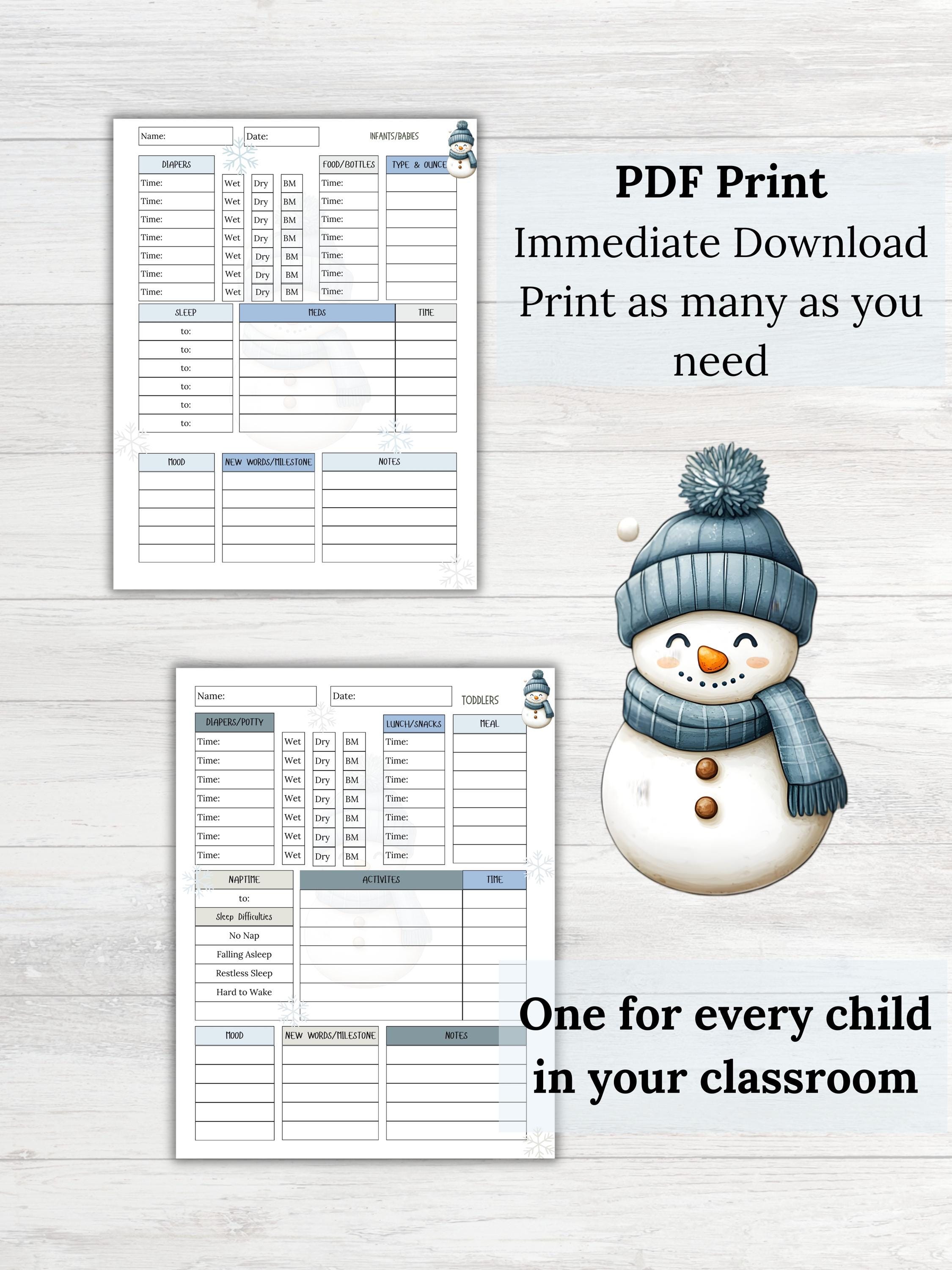 Daycare Parent Note Home, Parent Report Child Care, Toddler Parent ...