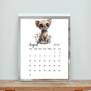 Printable Cat Calendar 2025, Cat Wall Calendar, Printable Cat Calendar ...