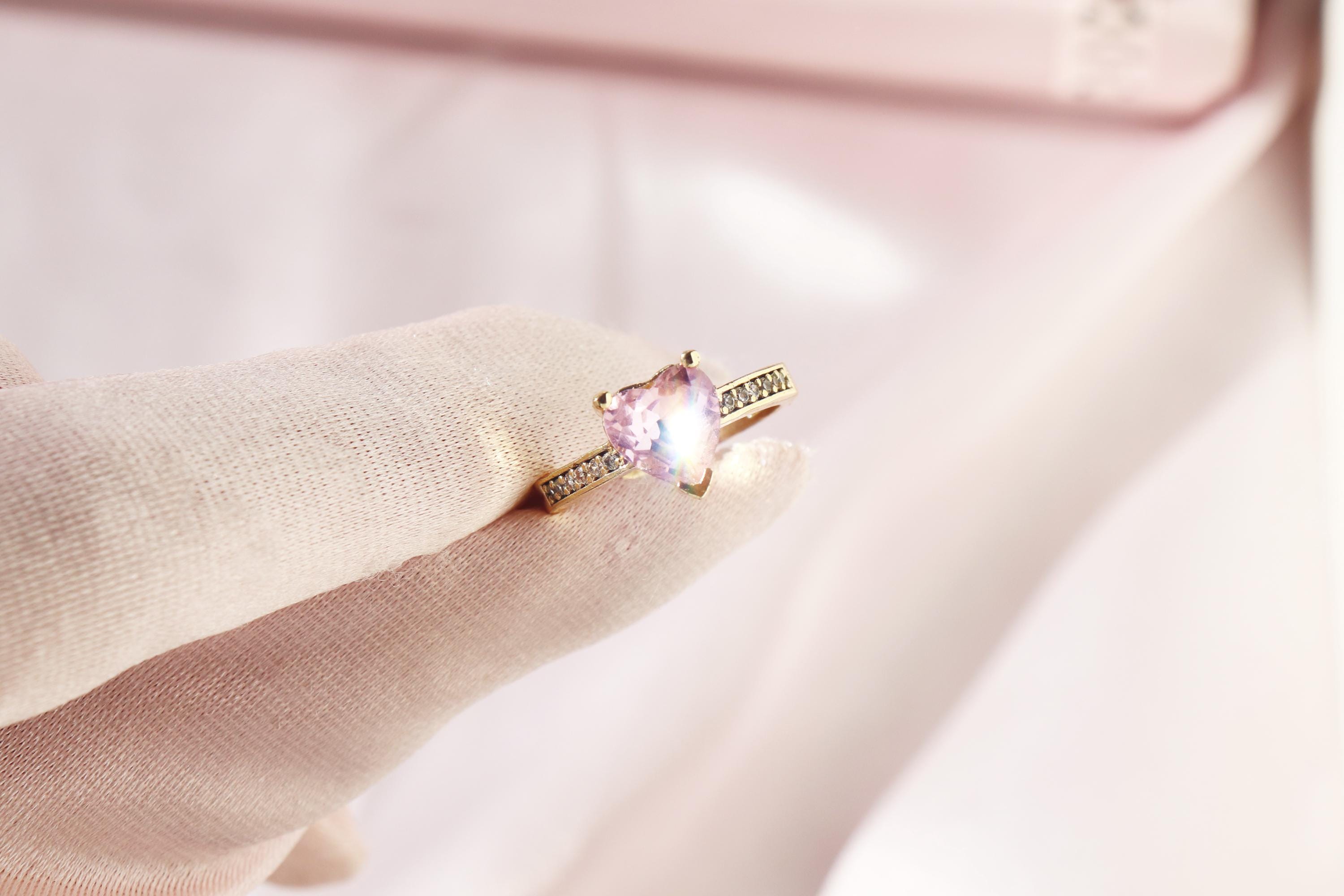 Pink Heart Ring, Ice Pink Jewelry, Princess Ring, Promise Ring - Etsy