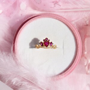 Princess Crown Ring, Pink Heart Crown Ring, Fairy Tale Jewelry, Best ...