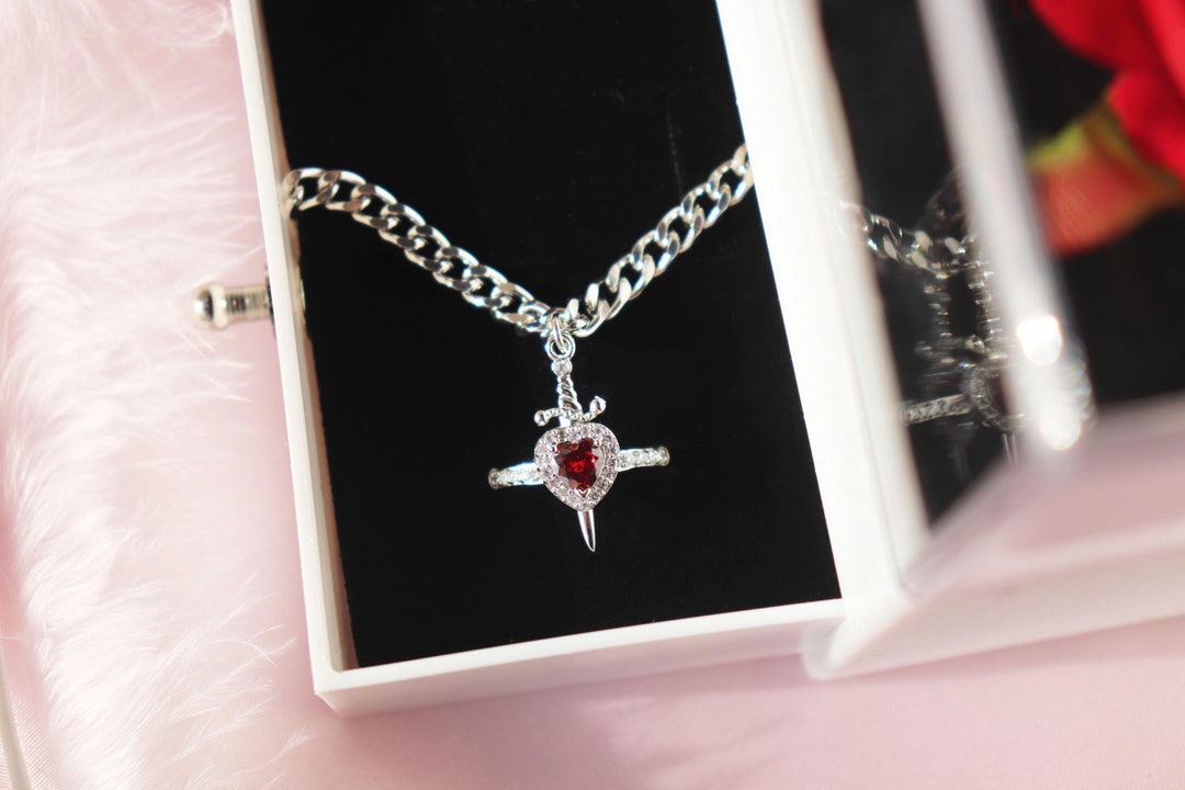Heart Ring and Sword Bracelet, Couple Jewelry, Valentines Day Gift - Etsy