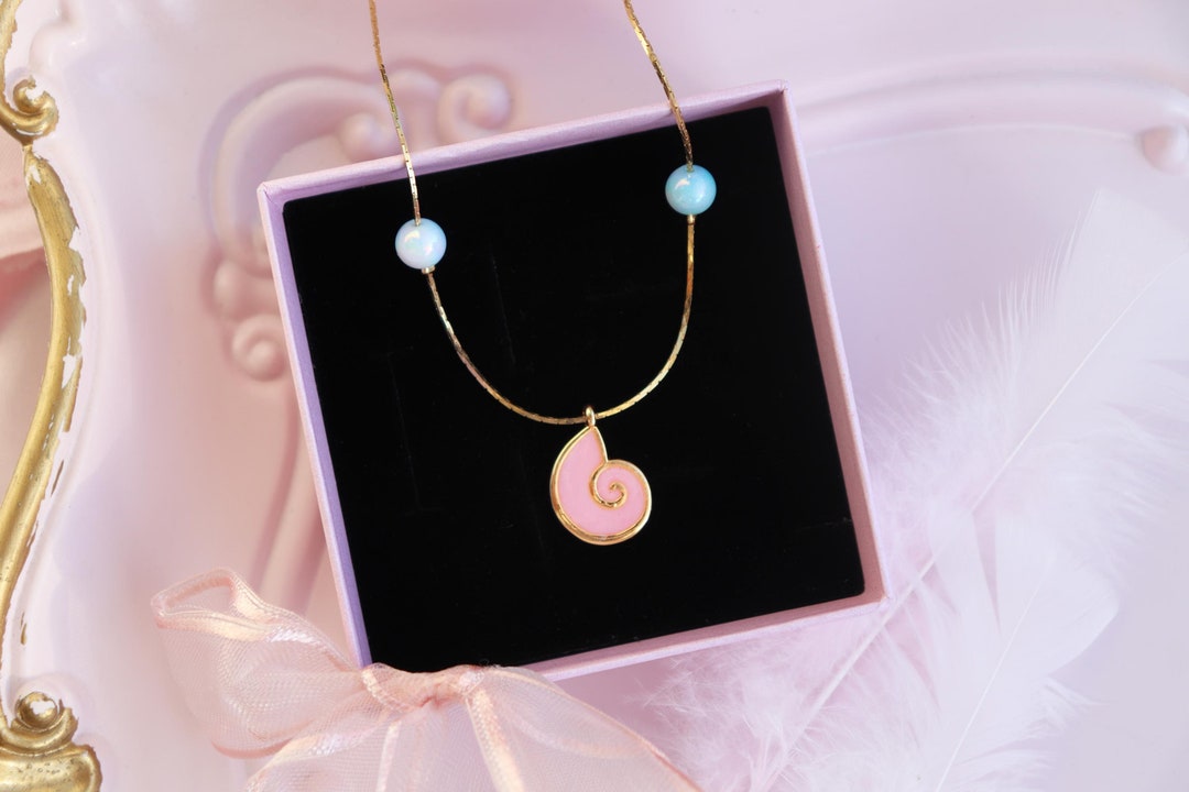 Mermaid Tale Pearl Necklace, Pink Oyster Necklace, Shell Mermaid ...