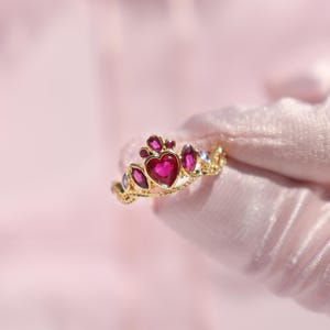 Princess Crown Ring, Pink Heart Crown Ring, Fairy Tale Jewelry, Best ...