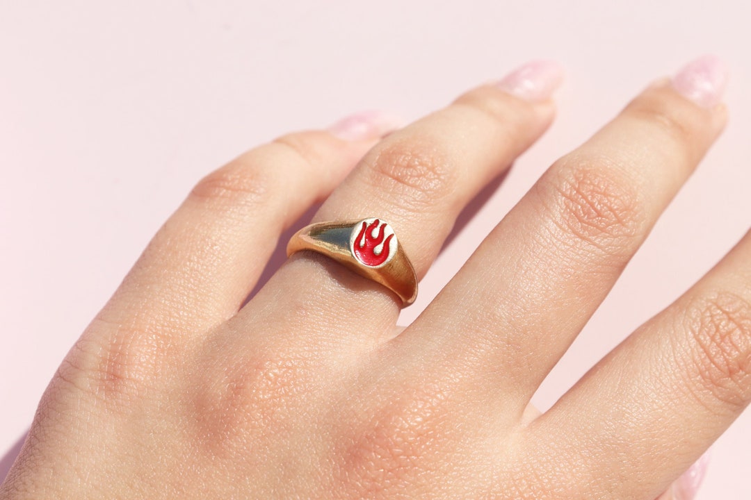 Fire Ring, Flame Ring, Fire Element Symbol Ring, Gold Plated - Etsy