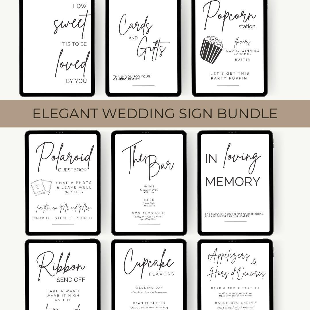 Elegant Wedding Signage, Wedding Signs, Bar Wedding, Cards Wedding ...