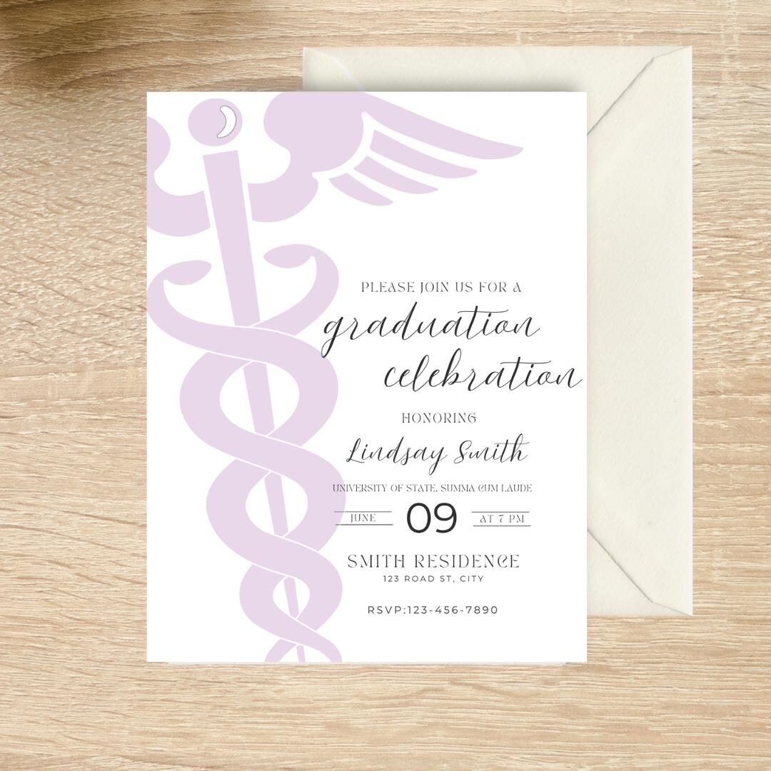 Nurse Graduation Party Invite, MD Graduation Party Invite, Physician ...