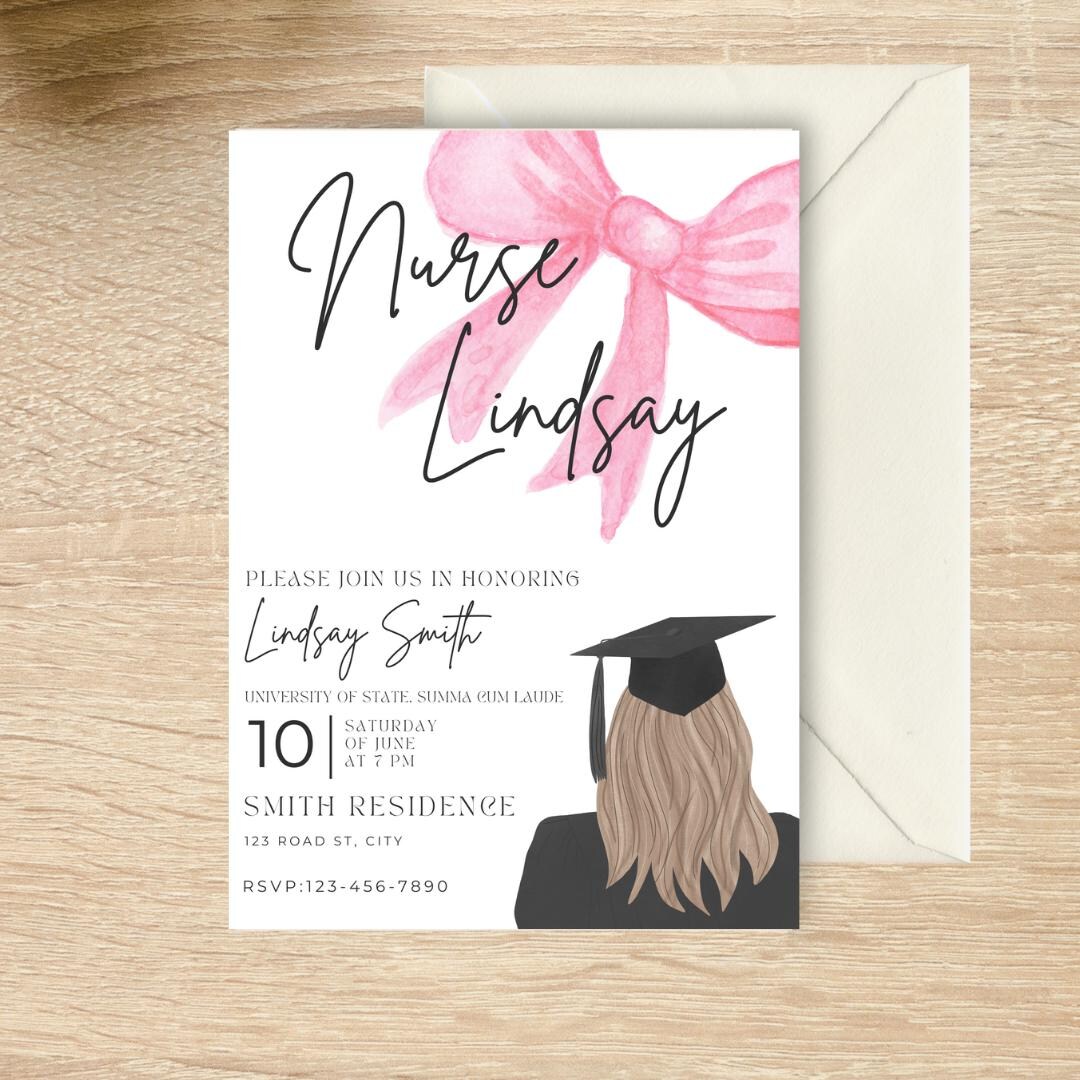 Nurse Graduation Party Invite, RN Grad Party Invite, Healthcare ...