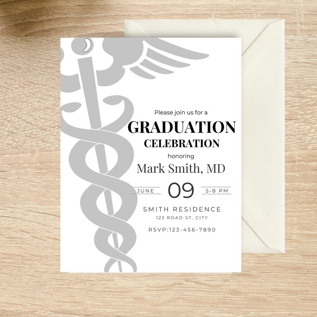 MD Graduation Party Invite, DO Graduation Party Invite, Doctor ...