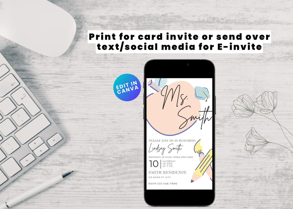 Teacher Graduation Party Invite, Instructor Graduation Party Invite ...