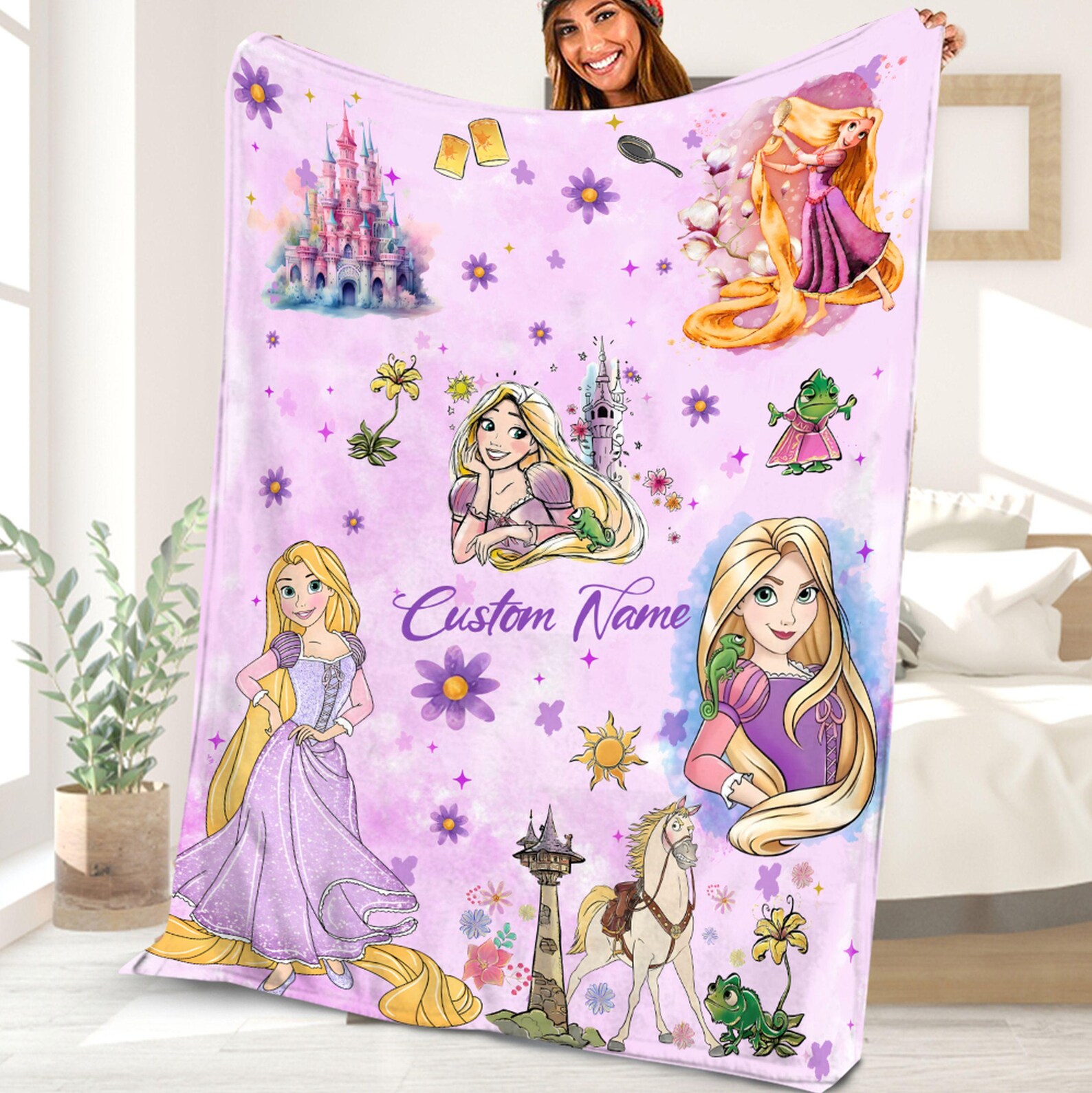 Personalized Disney Princess Rapunzel Blanket, Cute Disney Princess ...