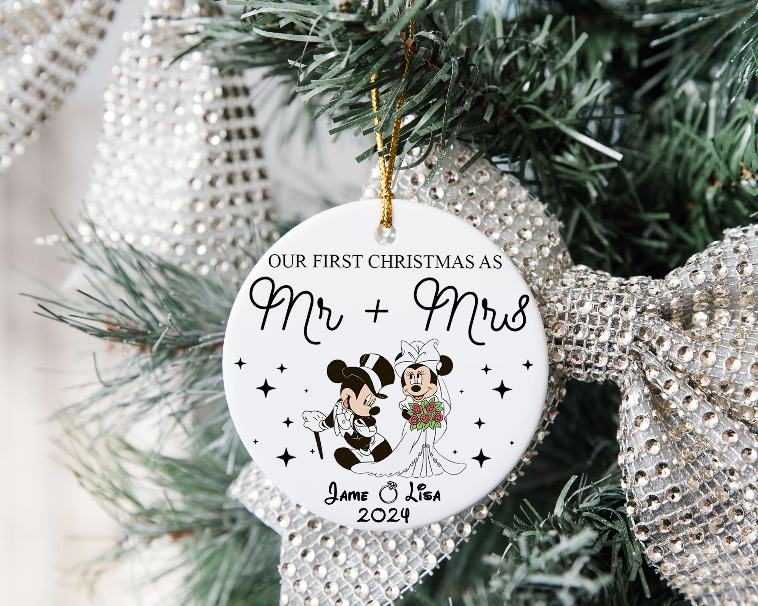 Personalized Christmas Mickey and Minnie Ornament, Christmas as Mr Mrs ...