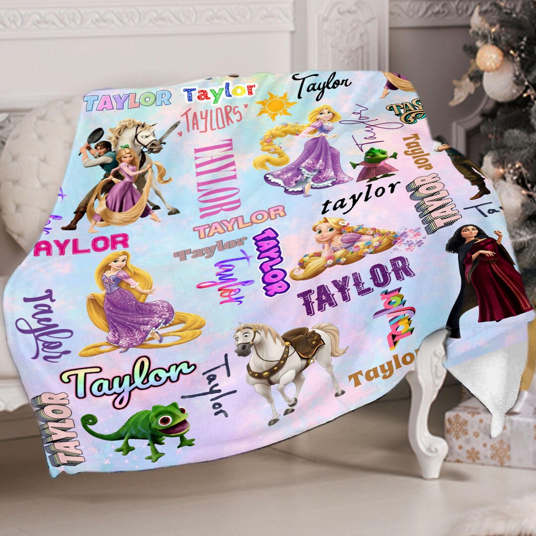 Personalized Watercolor Rapunzel Princess Blanket, Custom Name Baby ...