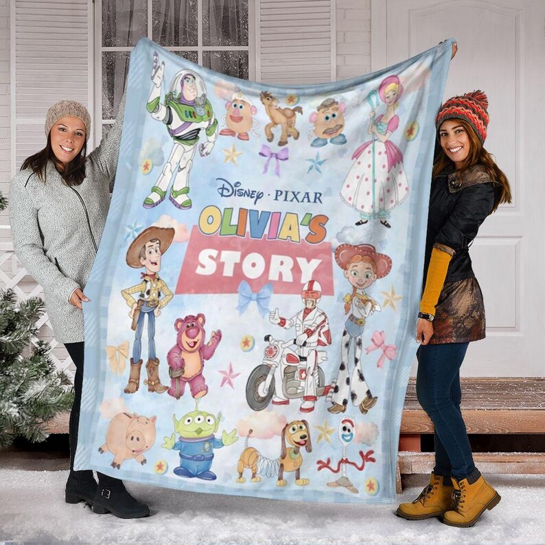 Personalized Toy Story Disney Character Blanket, Watercolor Woody Buzz ...