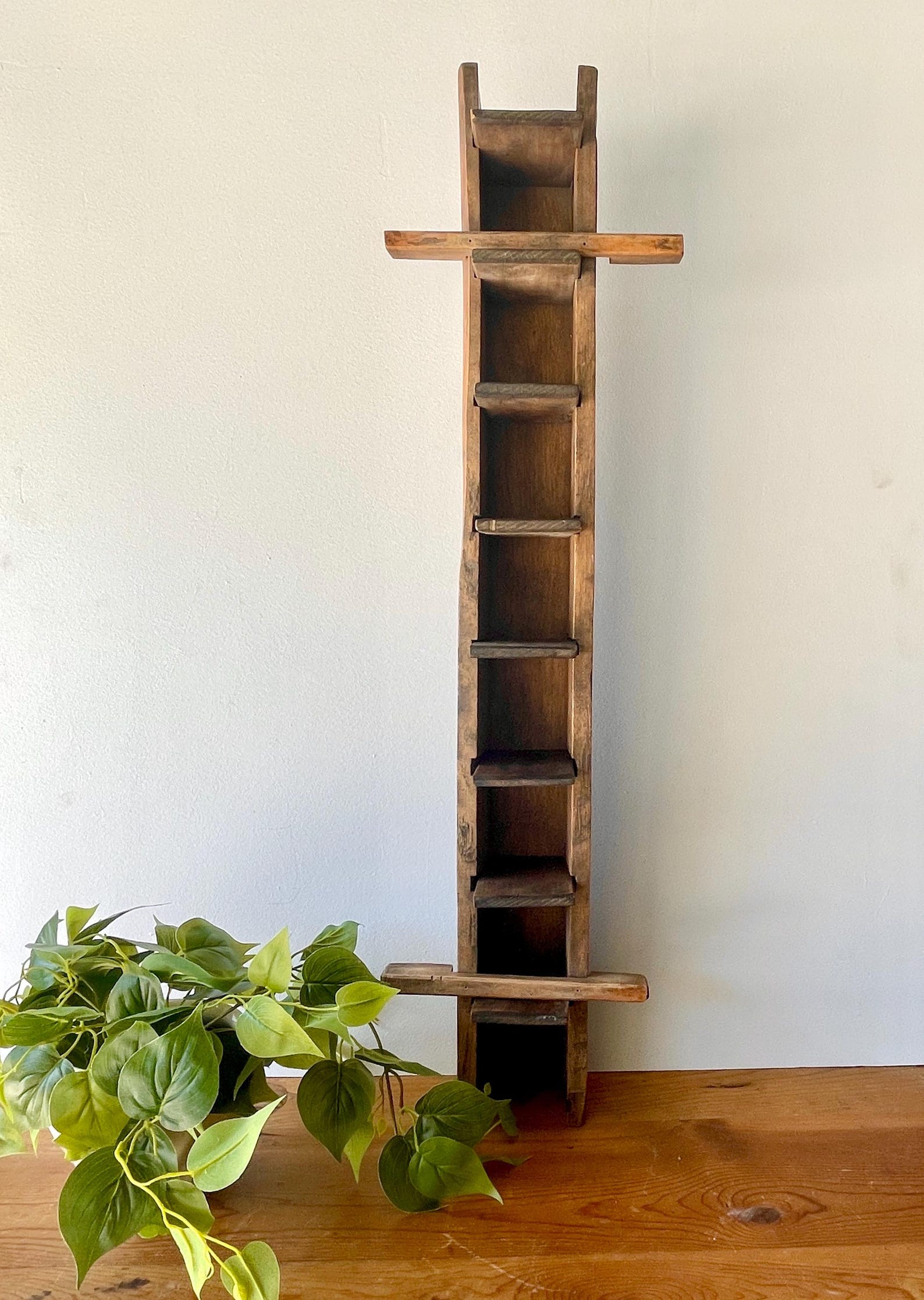 Vintage Wood Shelf Primitive Tall Narrow Tower Knick Knack Display ...
