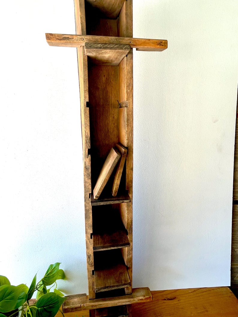 Vintage Wood Shelf Primitive Tall Narrow Tower Knick Knack Display ...