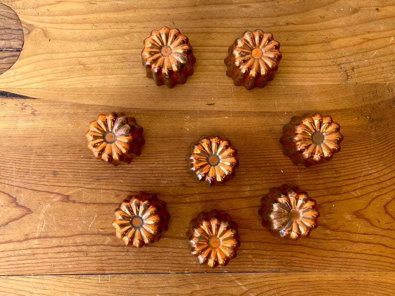 Vintage Copper Canele Cake Molds Set of 8 Cannelés De Bordeaux ...