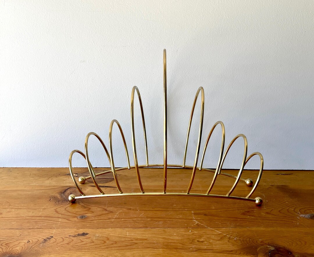 Vintage Brass Magazine Rack - MCM Record Holder - Art Nouveau Home ...