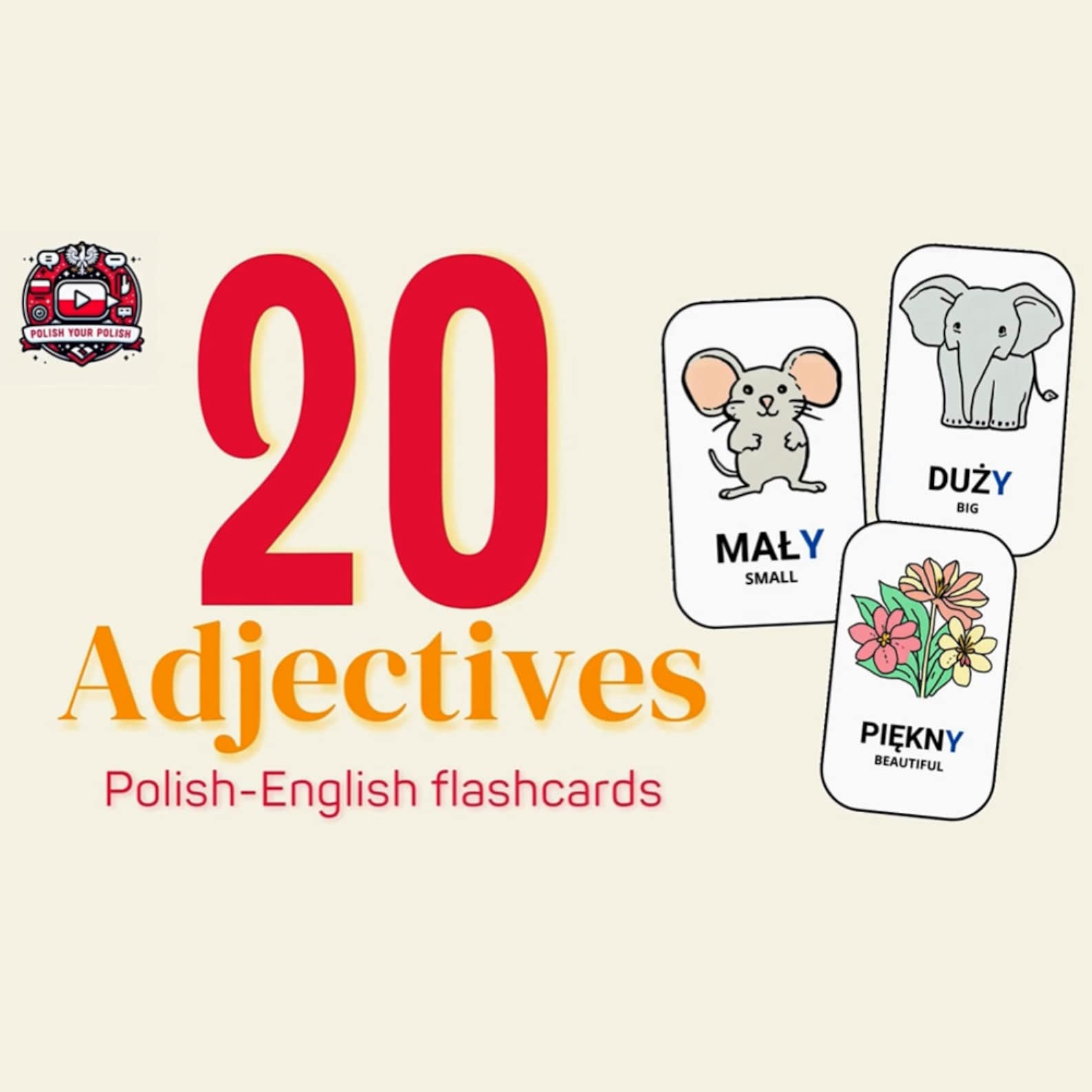 20 Polish Adjectives Polish-english Flashcards - Etsy