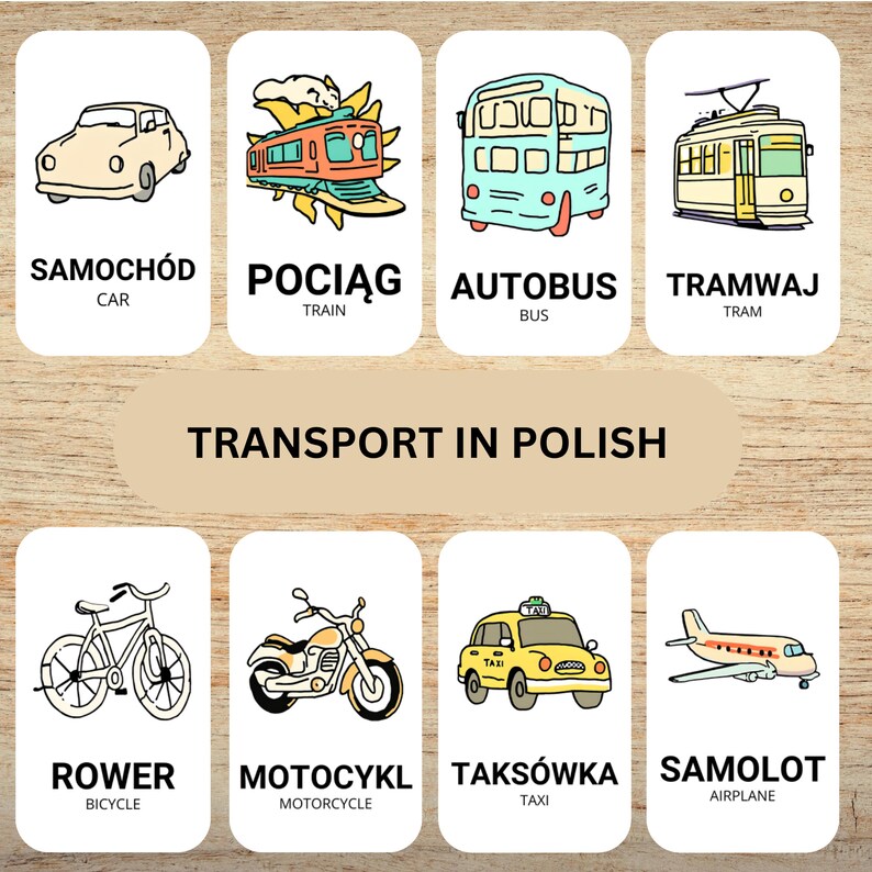 Printable Polish-english Transport Flashcards Pronunciation Video PDF ...