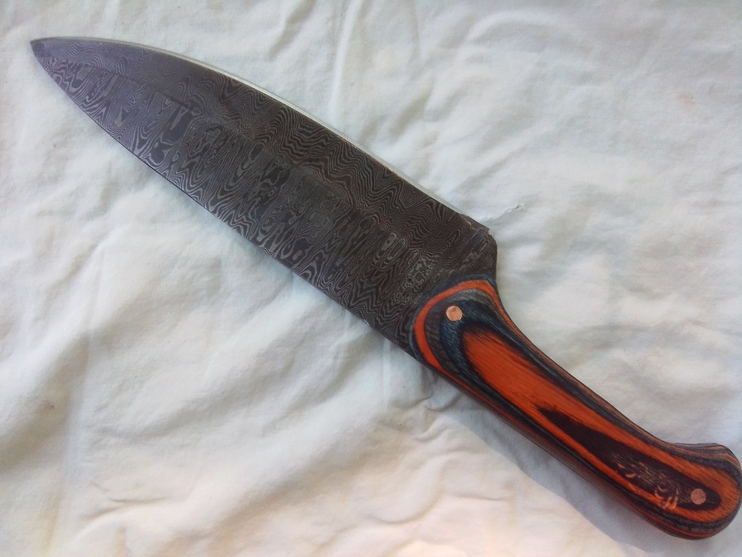 Summer Afternoon. 12 Inch Hand Forged Damascus Kitchen Knife. 2 ...