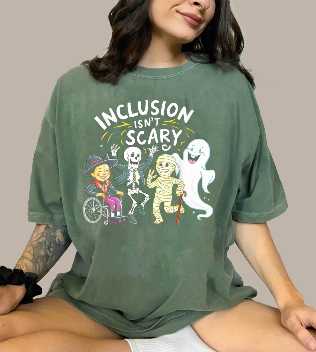 Inclusion Isn't Scary Teacher Skeleton Ghost Cute Halloween Shirt - Etsy
