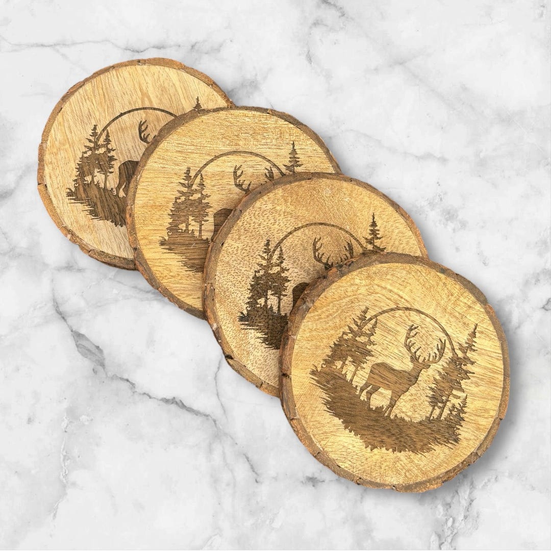 Live Edge Acacia Coasters set of 4 - Etsy