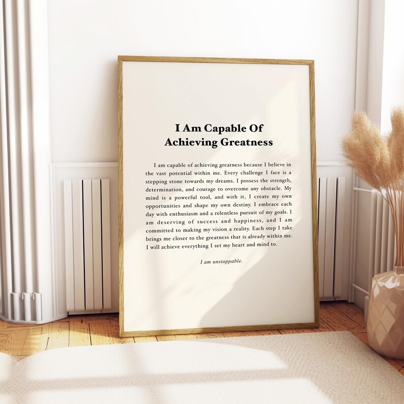 I Am Capable of Achieving Greatness, Digital Print, Personal Growth ...