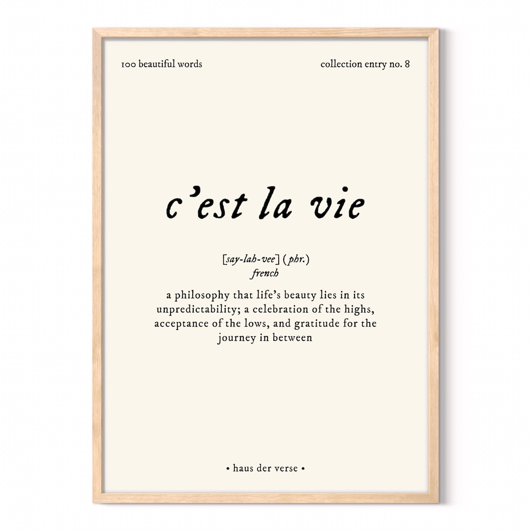 C’est La Vie, 100 Beautiful Words Collection, Definition Print, Digital ...