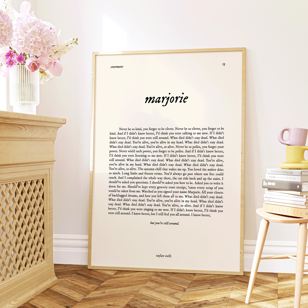Marjorie, Digital Print, Taylor Swift, Evermore, Swiftie Printable Wall ...