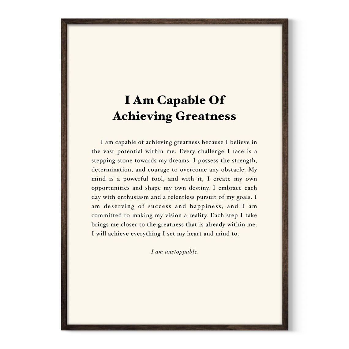 I Am Capable of Achieving Greatness, Digital Print, Personal Growth ...