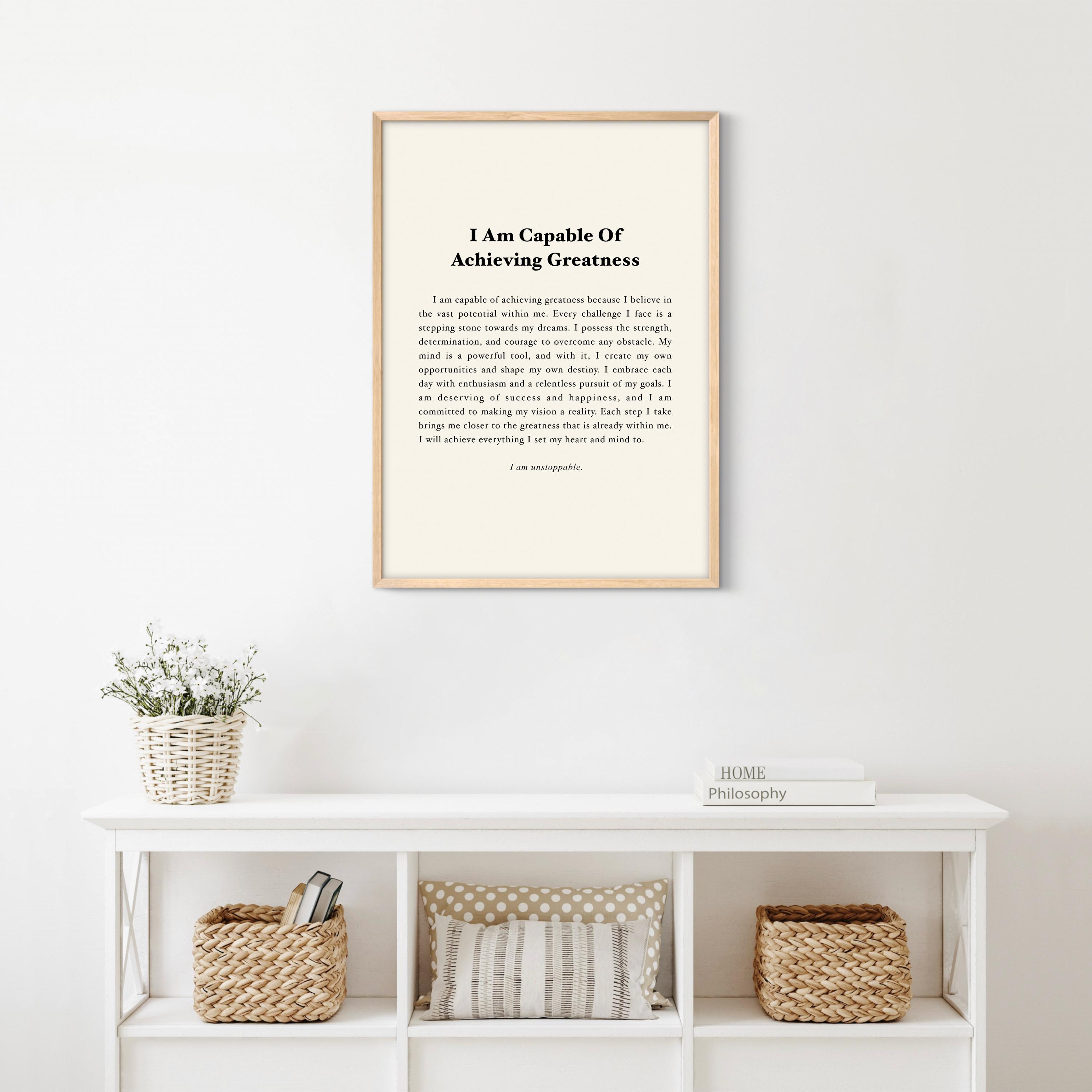 I Am Capable of Achieving Greatness, Digital Print, Personal Growth ...