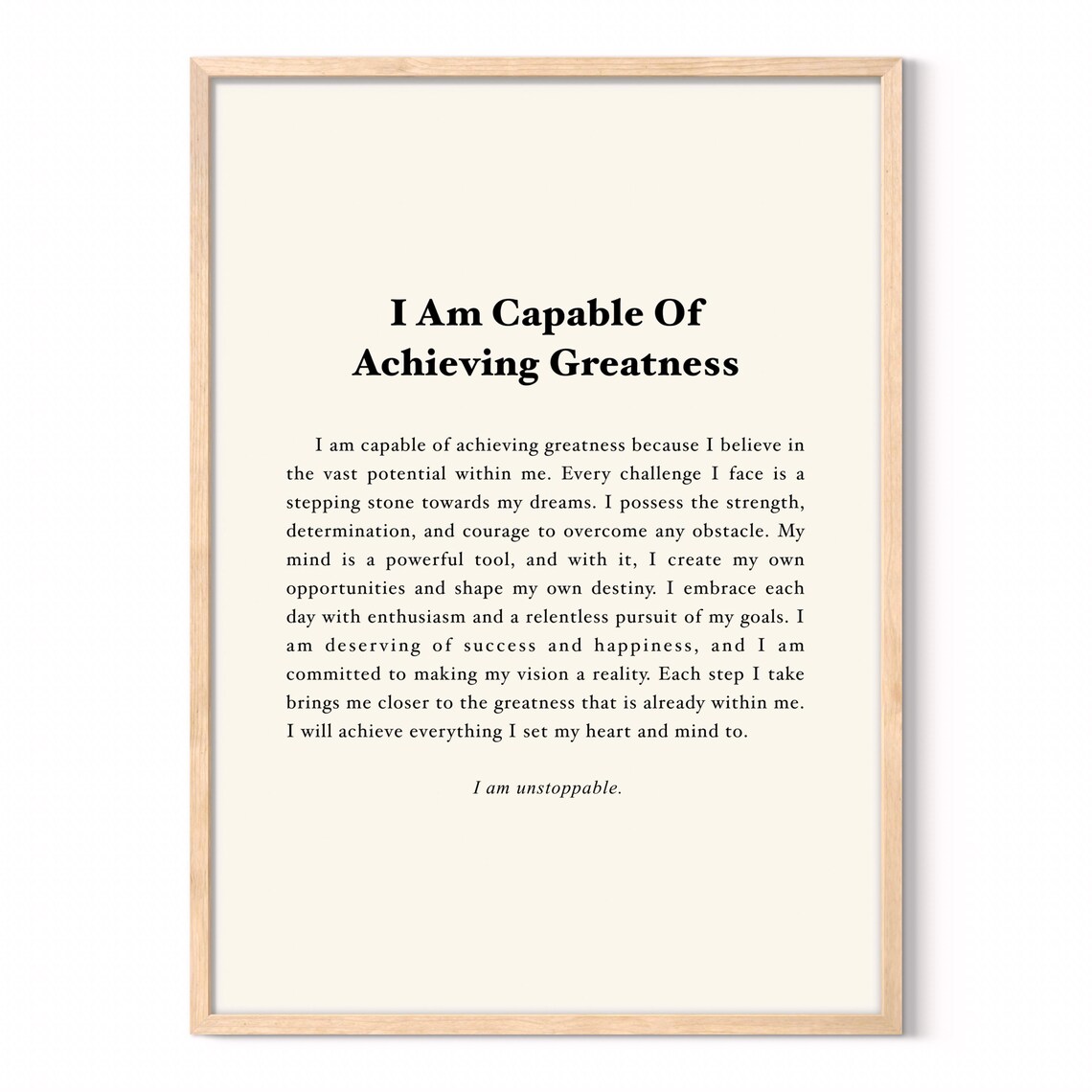 I Am Capable of Achieving Greatness, Digital Print, Personal Growth ...