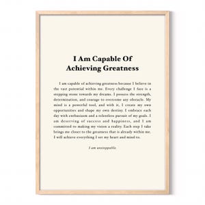 I Am Capable of Achieving Greatness, Digital Print, Personal Growth ...
