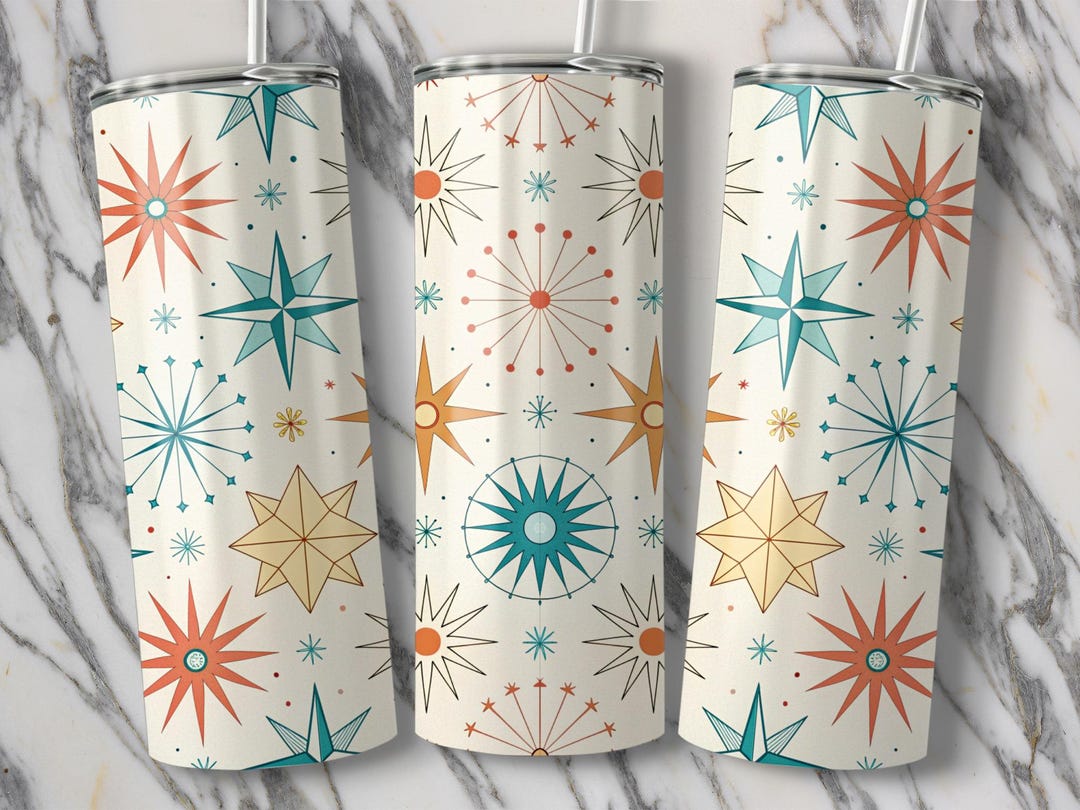 Atomic Starburst 20oz Tumbler Sublimation Design, Mid Century Modern ...