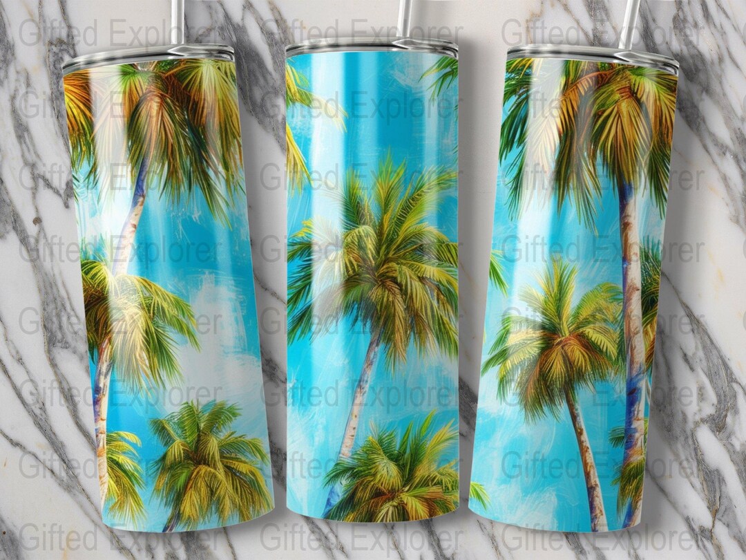 Tropical Palm Trees Sublimation Design, 20oz Tumbler Wrap, Summer Beach ...
